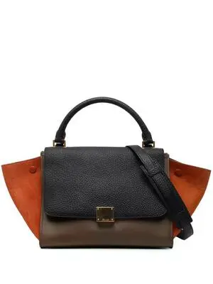 Celine Tricolor Leather Trapeze Satchel - Brown