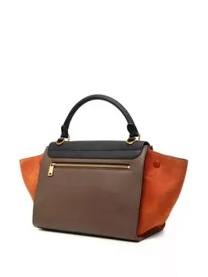 Celine Tricolor Leather Trapeze Satchel - Brown