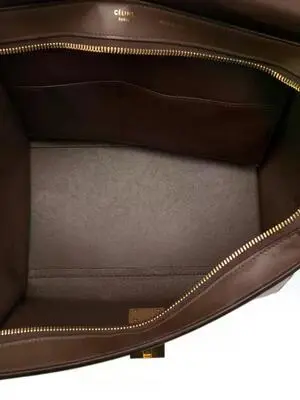 Celine Tricolor Leather Trapeze Satchel - Brown