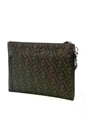 Fendi Ff 1974 Coated Canvas And Leather Clutch Bag