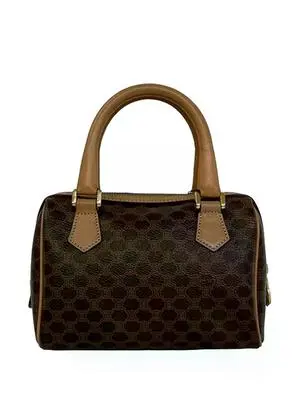 Celine Macadam Coated Canvas Satchel - Brown