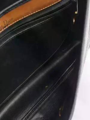 Dior 2000s Logo Plaque Shoulder Bag - Black