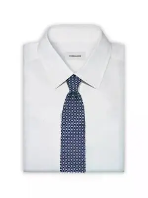 FERRAGAMO Frog Print Silk Neck Tie - Blue