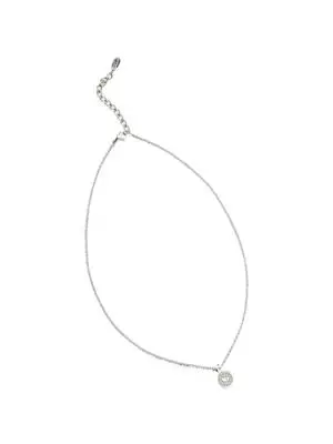 Karl Lagerfeld Logo-engraved Crystal Pendant Necklace - Silver