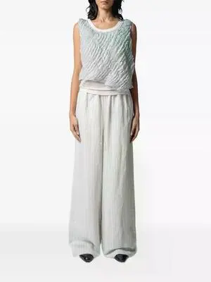 MULLER OF YOSHIOKUBO Ruffled Lace-trim Sleeveless Blouse
