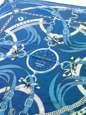 Hermès 2010s La Promenade Du Matin Scarf - Blue
