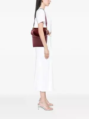 Celine Medium Leather Sangle Bucket Bag Satchel - Red