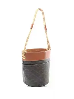Celine Triomphe Coated Canvas Bucket Bag - Black