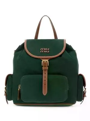 Miu Miu Logo Plaque Canvas Backpack