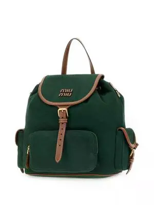 Miu Miu Logo Plaque Canvas Backpack