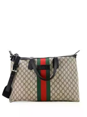 Gucci Gg Coated Canvas Web Duffle Bag
