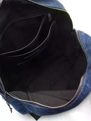 Saint Laurent Corduroy Logo Embroidered Backpack - Blue