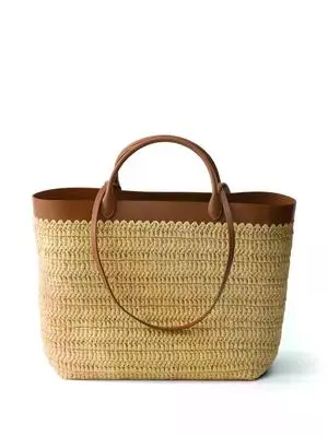Prada Medium Crochet And Leather Tote Bag