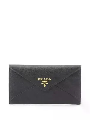 Prada 2010s Logo-detail Envelope Wallet - Black