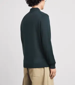Paul Smith Merino Wool Quarter Zip Sweater With Signature Stripe Accent