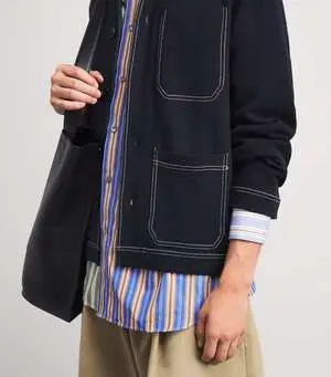 Paul Smith Merino Wool-blend Contrast-stitch Overshirt