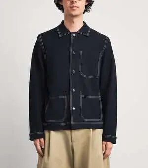 Paul Smith Merino Wool-blend Contrast-stitch Overshirt