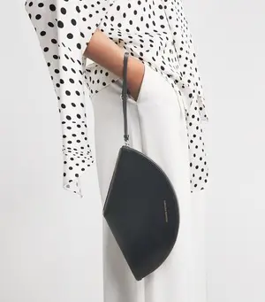 Carolina Herrera Leather Consuelo Clutch Bag - Black