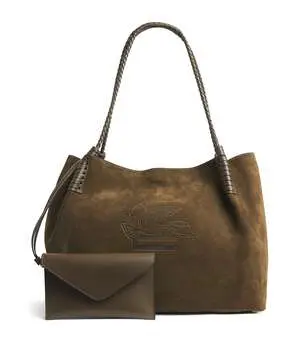 Etro Medium Suede Libra Shoulder Bag - Green
