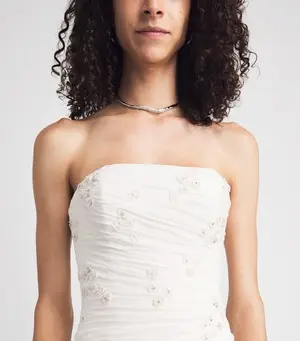 SANDRA MANSOUR Embellished Strapless Gown