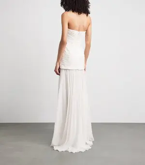 SANDRA MANSOUR Embellished Strapless Gown