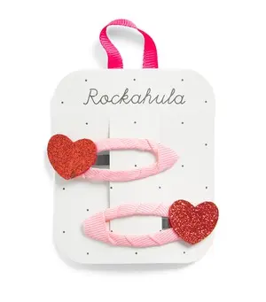 ROCKAHULA Love Heart Glitter Hair Clips - Red