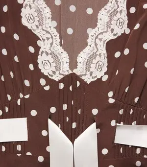 Rixo Marlice Silk Polka Dot Midi Dress - Brown