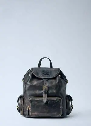 Miu Miu Leather Backpack With Buckle Detail - Multicolor
