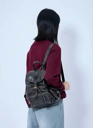 Miu Miu Leather Backpack With Buckle Detail - Multicolor