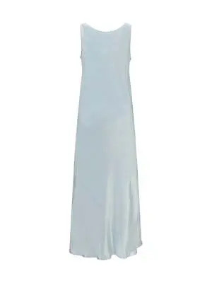Miu Miu Long Satin V-neck Dress