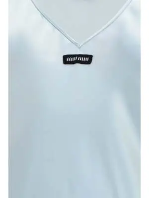 Miu Miu Long Satin V-neck Dress