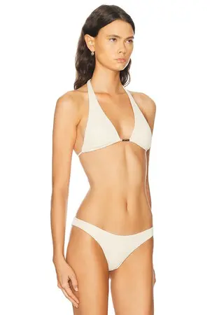 ZIAH Tweed Beaded Halter Bikini Top