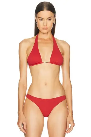 ZIAH Tweed Beaded Halter Bikini Top