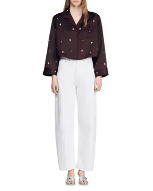 Sandro Shirt With Beads And Rhinestones