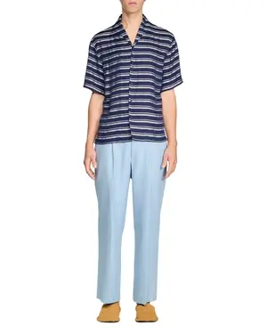 Sandro Striped Boat Neck Shirt - Navy Blue