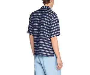 Sandro Striped Boat Neck Shirt - Navy Blue