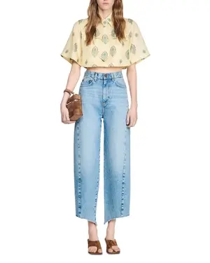 Sandro Paisley Print Crop Top