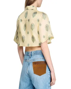 Sandro Paisley Print Crop Top