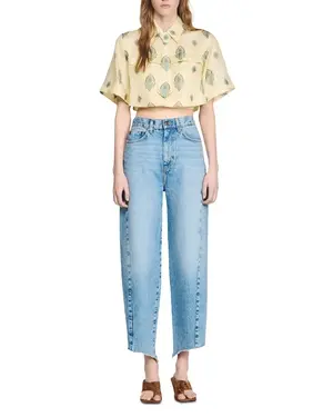 Sandro Paisley Print Crop Top