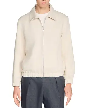 Sandro Fw26 Jones Cotton Zip Up Jacket - Ecru