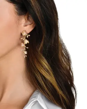 ANABEL ARAM Pave Orchid Linear Drop Earrings