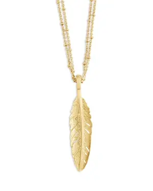 ANABEL ARAM Pave Feather Large Pendant Necklace, 17-18