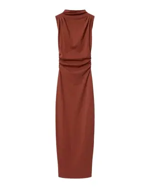 ALLSAINTS Katarina Cowl Neck Dress - Rust Brown