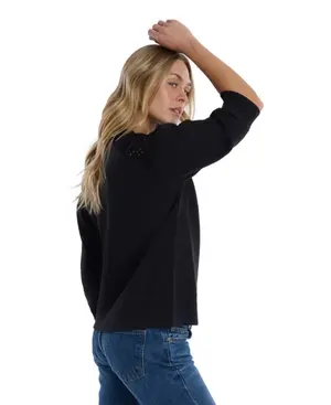 WILT CLOTHING Eyelet Mix Top - Black
