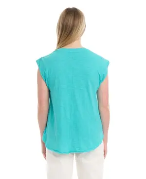 WILT CLOTHING Ruched Shoulder Tee - Baltic