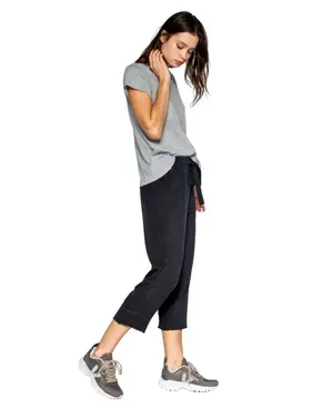 WILT CLOTHING Crop Raw Jogger Easy Fit Pants - Black