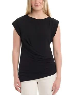 WILT CLOTHING Boat Neck Rolled Cuff Tee Black