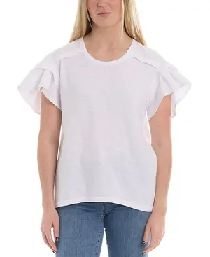 WILT CLOTHING Ruffle Short Sleeve Tee - White