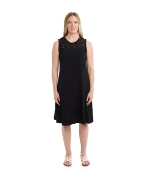 WILT CLOTHING Sleeveless Lace Yoke Dress - Black