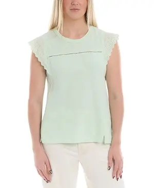 WILT CLOTHING Eyelet Cap Sleeve Tee - Bay